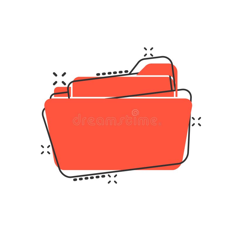 File Folder Icon in Comic Style. Documents Archive Vector Cartoon ...