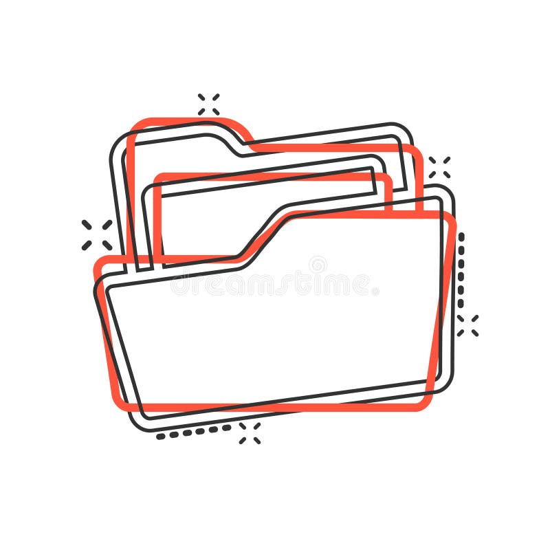 File Folder Icon in Comic Style. Documents Archive Vector Cartoon ...