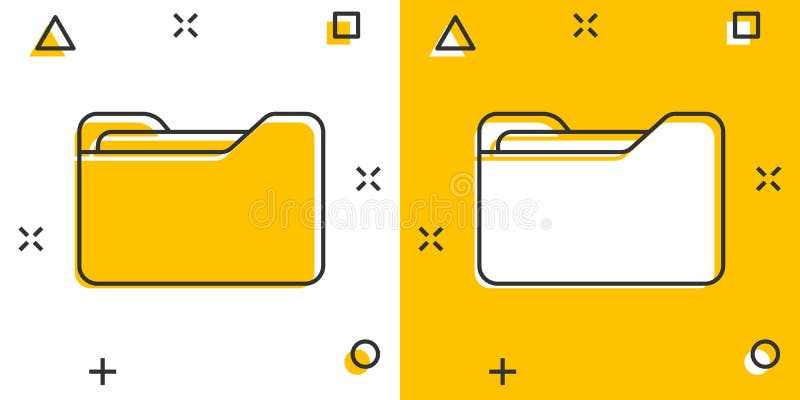 File Folder Icon in Comic Style. Documents Archive Vector Cartoon ...