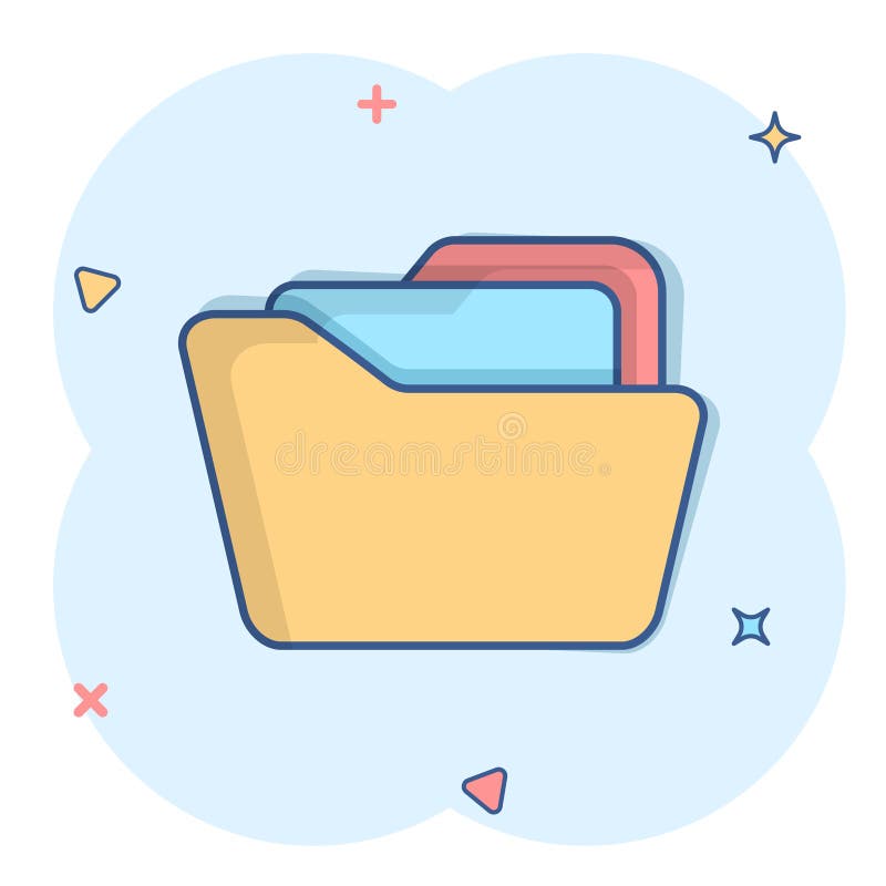 File Folder Icon in Comic Style. Documents Archive Vector Cartoon ...