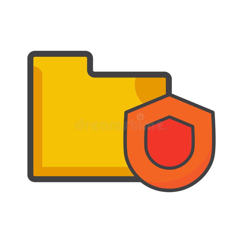 File Folder Icon. File Folder with Protection Shield Illustration. Flat ...