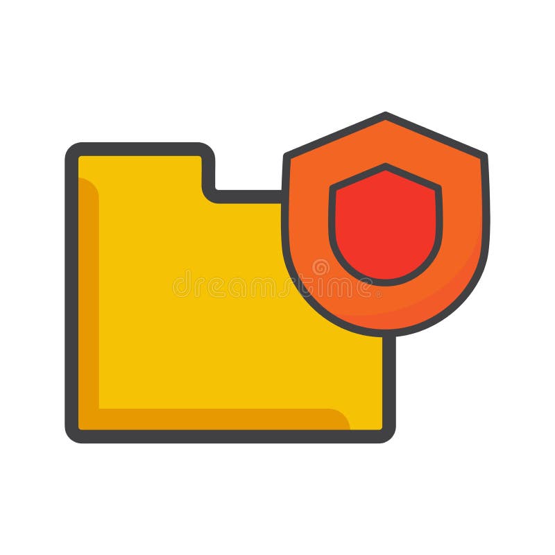 File Folder Icon. File Folder with Protection Shield Illustration. Flat ...