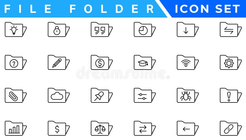 File Folder Icon Set. Design for App, Logo Etc Stock Vector ...
