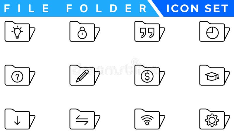File Folder Icon Set. Design for App, Logo Etc Stock Vector ...