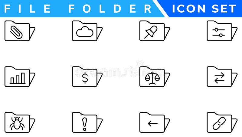 File Folder Icon Set. Design for App, Logo Etc Stock Vector ...