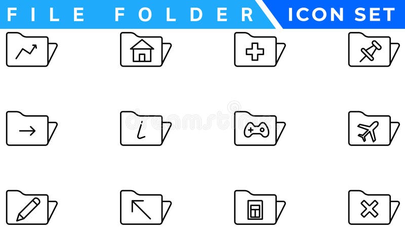 File Folder Icon Set. Design for App, Logo Etc Stock Vector ...