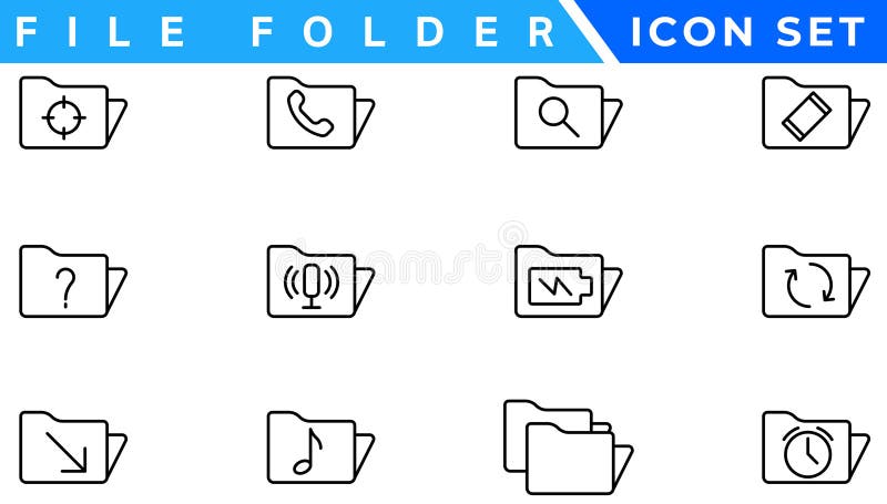 File Folder Icon Set. Design for App, Logo Etc Stock Illustration ...