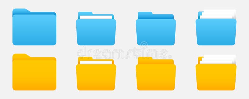 File Folder Icon Set. Folder with Files Icons. Vector Illustration ...