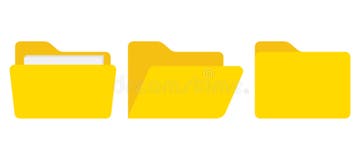 File Folder Icon Set. Open Folder and Close Folder with Documents Stock ...