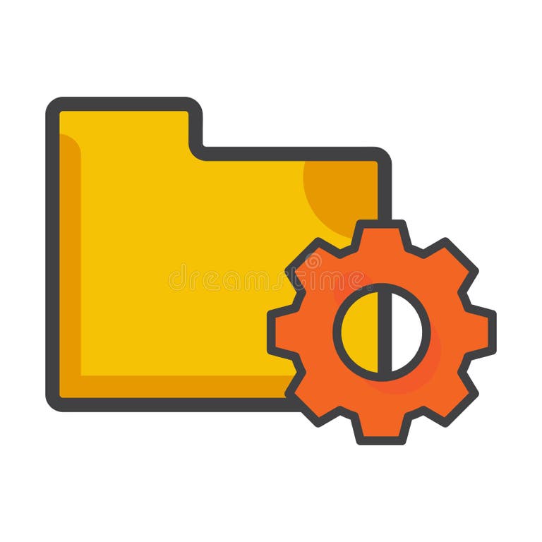 File Folder Icon. File Folder with Setting Gear Illustration. Flat ...