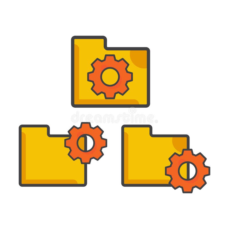 File Folder Icon. File Folder with Setting Gear Illustration. Flat ...