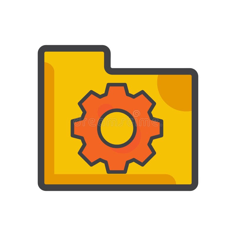 File Folder Icon. File Folder with Setting Gear Illustration. Flat ...