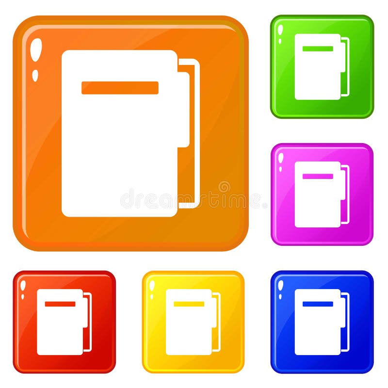 File Folder Icons Set Vector Color Stock Vector - Illustration of ...