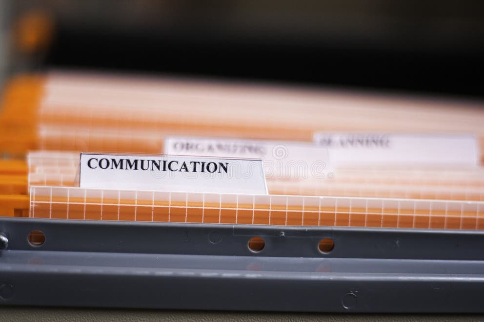 File Folder Labeled Communication Stock Image - Image of information ...
