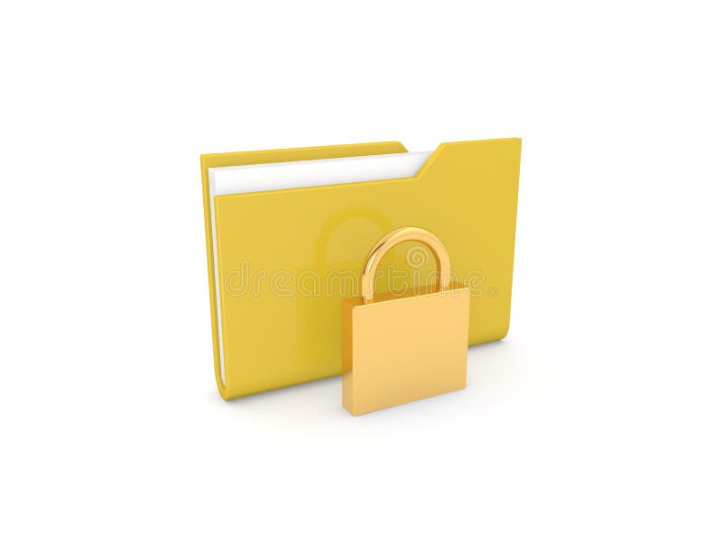 File Folder and Lock on a White Background. Stock Illustration ...