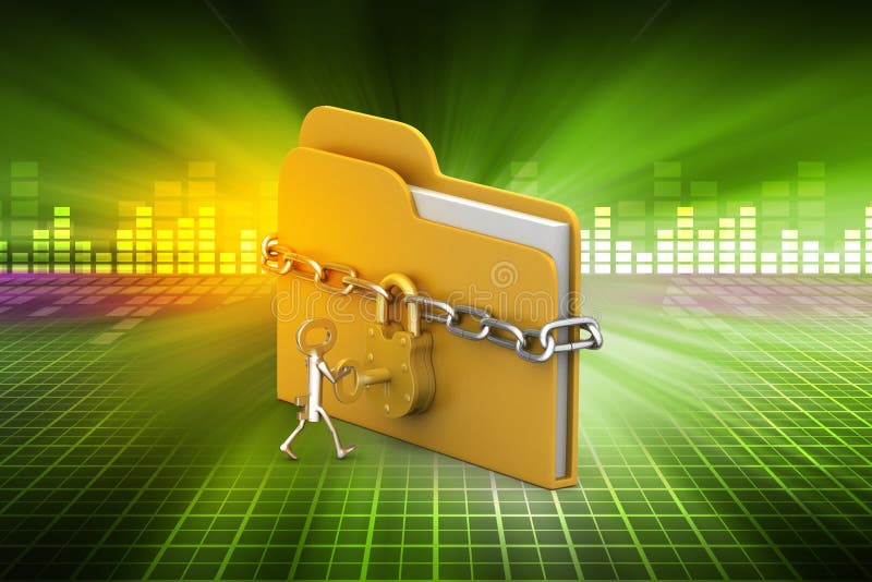 File Folder Locked with Chain Stock Illustration - Illustration of ...