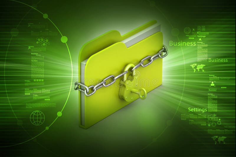 File Folder Locked with Chain Stock Illustration - Illustration of ...