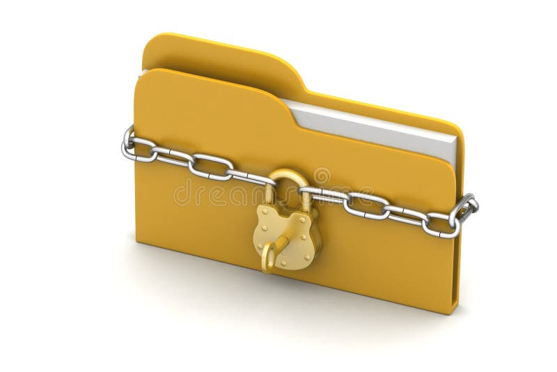Yellow Computer Folder with Key Stock Illustration - Illustration of ...
