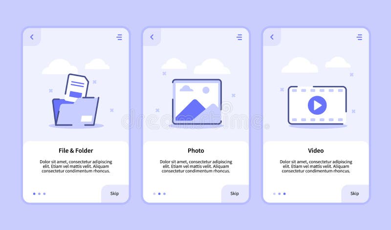 File and Folder Photo Video Onboarding Screen for Mobile Apps Template ...