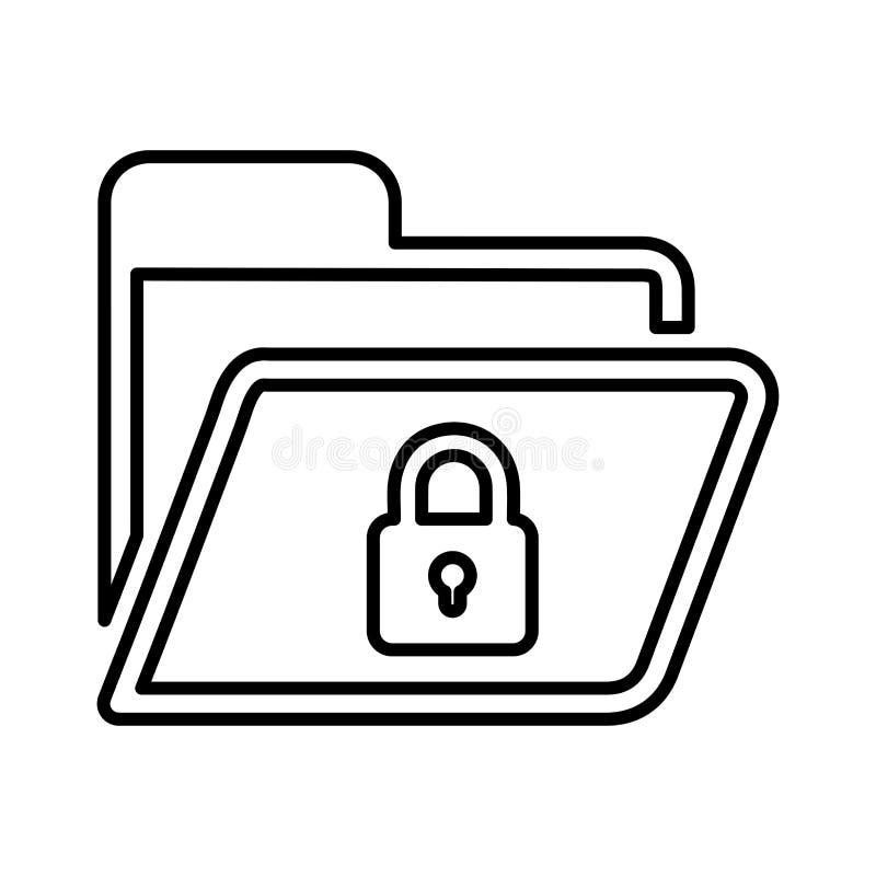 File, Folder, Protection, Security Line Icon. Outline Vector Stock ...