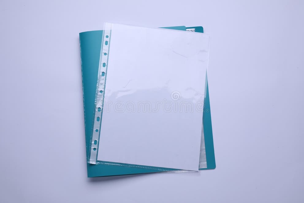 File Folder with Punched Pockets and Paper Sheets Isolated on White ...