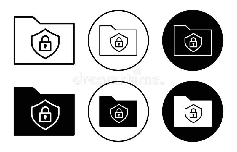 File Folder Security Vector Ico Outline Flat Icon Stock Illustration