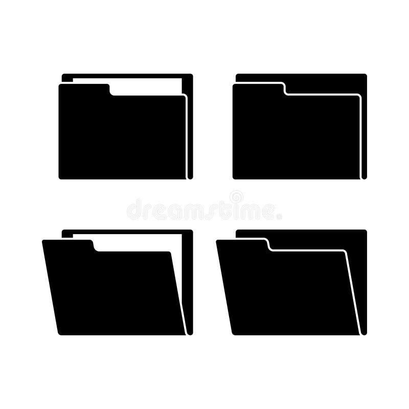 File Folder Set, Symbol of Office Document, Opened and Closed Folders ...