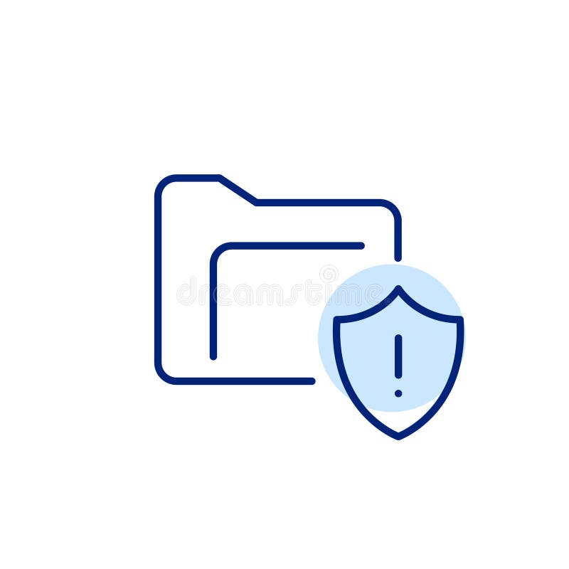 File Folder and Shield with Exclamation Mark. Problem Warning, Security ...