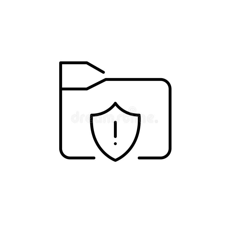 File Folder and Shield with Exclamation Mark. Security Warning Alert ...