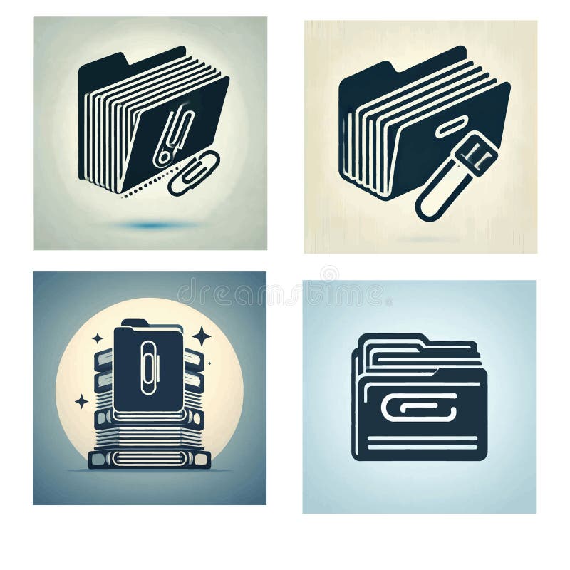 File Folder Silhouette Illustration Set: Perfect for Office and ...
