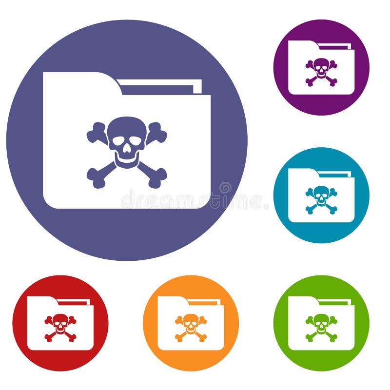 File Folder with a Skull Icons Set Stock Vector - Illustration of ...
