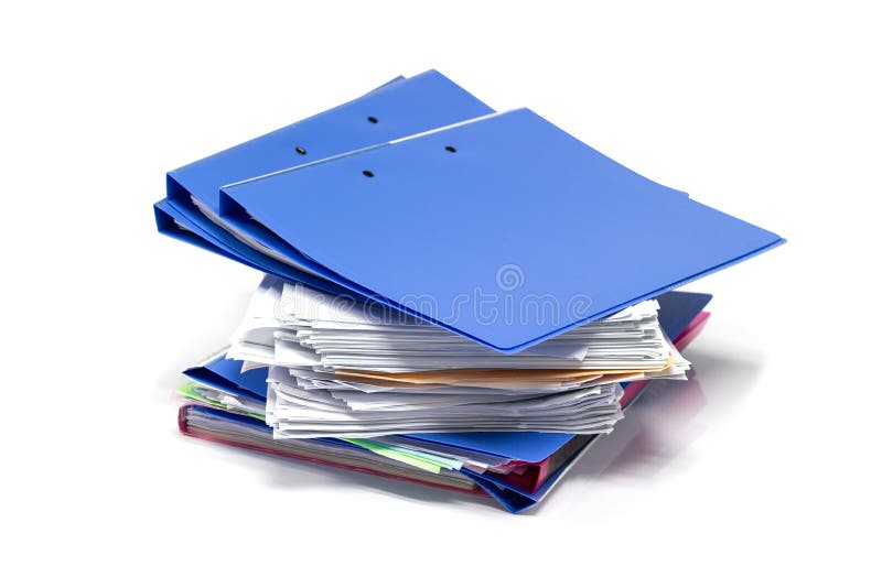 File Folder and Stack of Business Report Paper File on the Table Stock ...
