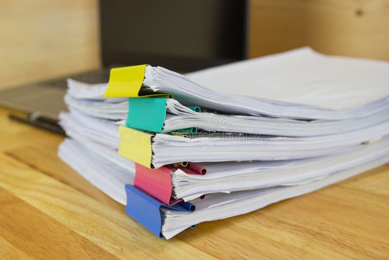 File Folder and Stack of Business Report Paper File Stock Image - Image ...