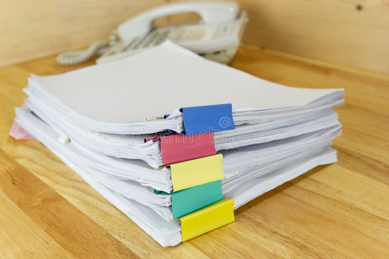 File Folder and Stack of Business Report Paper File Stock Image - Image ...