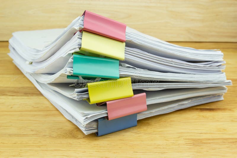 File Folder and Stack of Business Report Paper File on the Table Stock ...