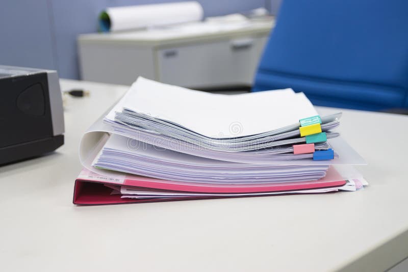 File Folder and Stack of Business Report Paper File Stock Photo - Image ...