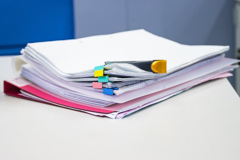 File Folder and Stack of Business Report Paper File Stock Image - Image ...