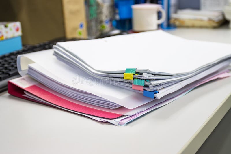 File Folder and Stack of Business Report Paper File Stock Image - Image ...