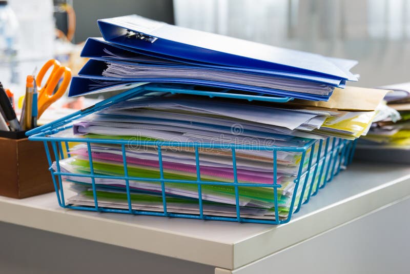 File Folder and Stack of Business Report Paper File Stock Image - Image ...