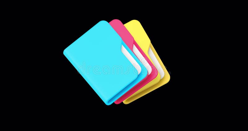 File Folder Stack with Document Datum Archive 3d Animation with Alpha ...