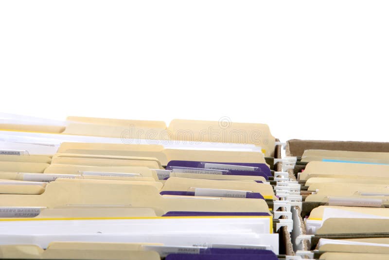 Rows of File Folders Arranged on Shelf with Client Data in Office ...