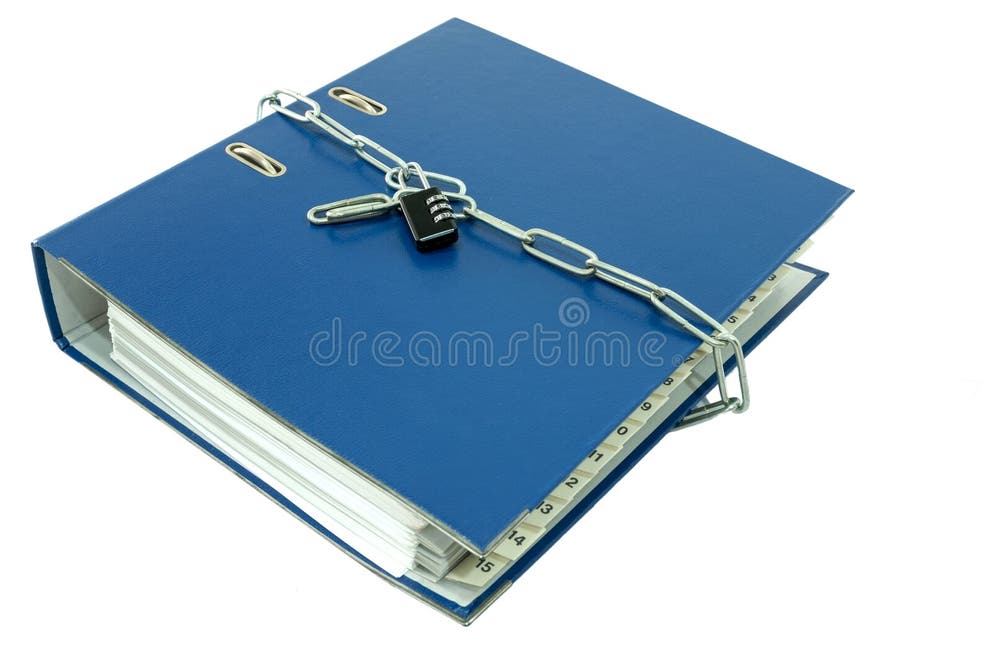 File Folders Locked with Key Chain. Stock Photo - Image of investments ...