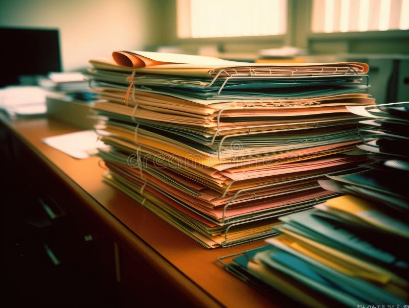 File Folders on Office Desk Stock Illustration - Illustration of ...