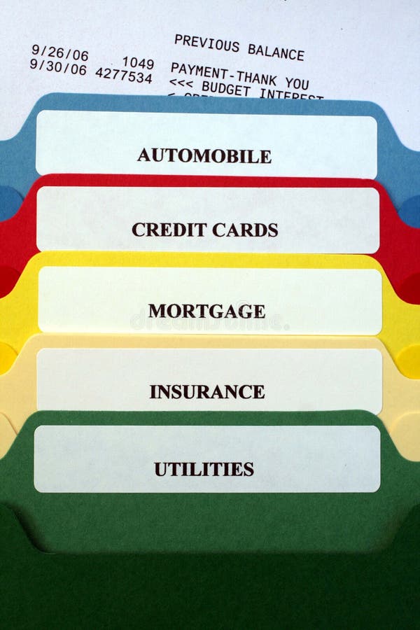 File Folders of Personal Bills Stock Photo - Image of folders ...
