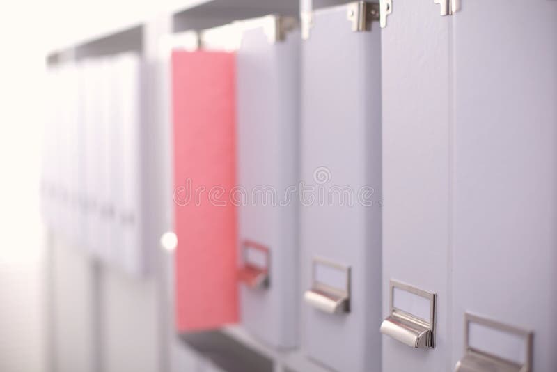 File Folders, Standing on Shelves in the Background Stock Photo - Image ...