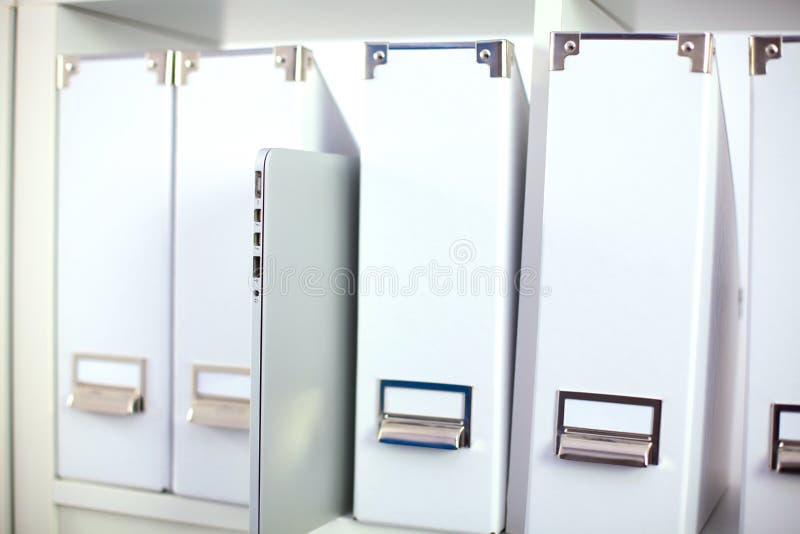File Folders, Standing on Shelves in the Stock Photo - Image of ...