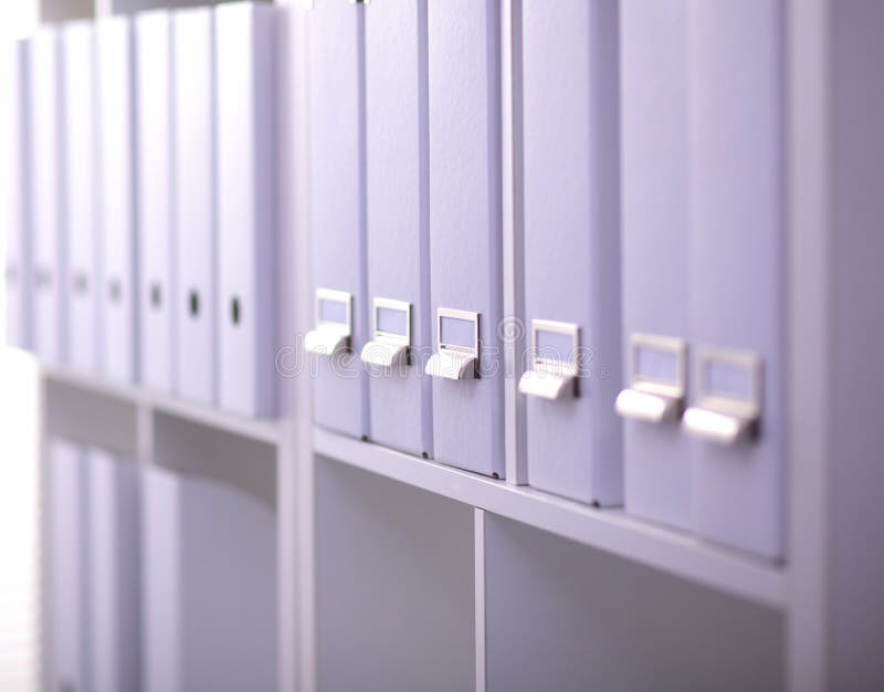 File Folders, Standing on Shelves in the Stock Image - Image of ...