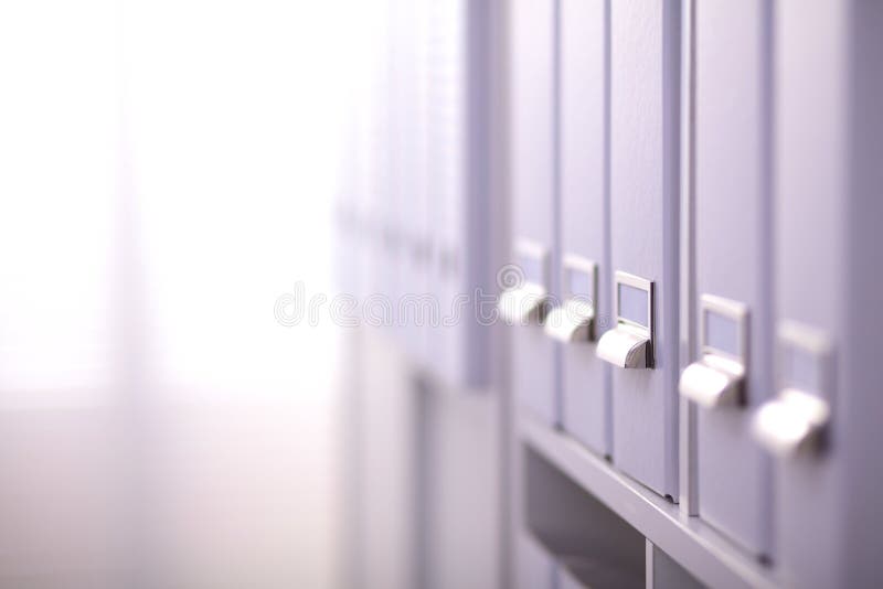 File Folders, Standing on Shelves in the Background Stock Photo - Image ...