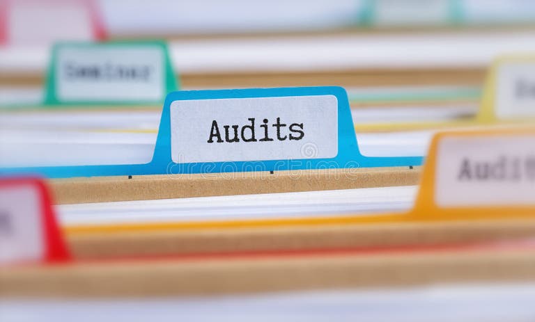 File Folders with a Tab - Audits Stock Photo - Image of review, word ...