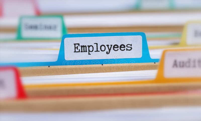 File Folders with a Tab Labeled Employees Stock Photo - Image of folder ...